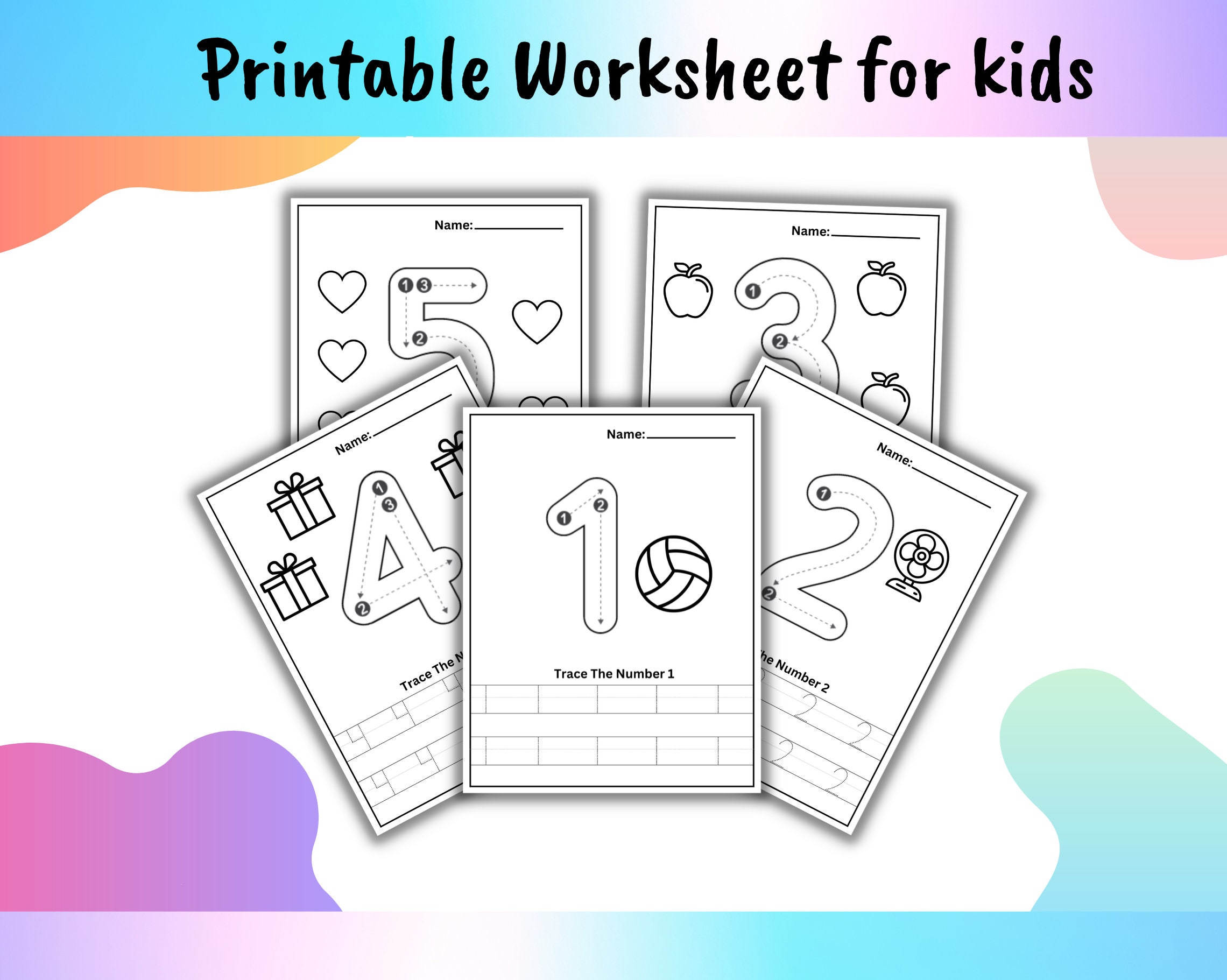 20 Number Tracing Worksheets Traceable Numbers Preschool - Etsy Australia