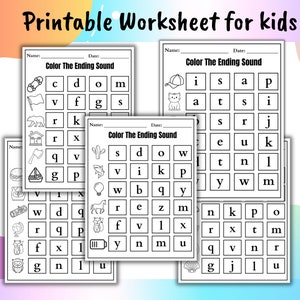 10 Printable Ending Sounds Worksheets, Initial Sound Practice ...