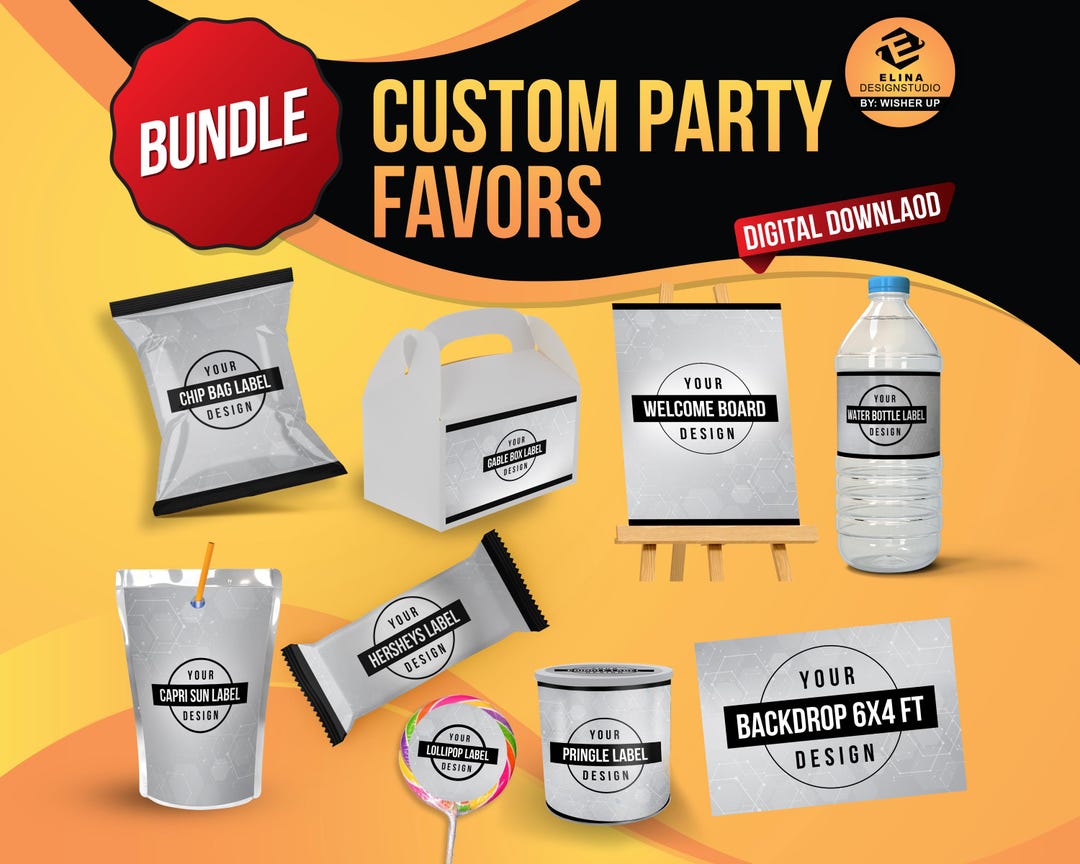Custom Party Favor Bundle Chip Bag Template Party Favor Template Custom ...