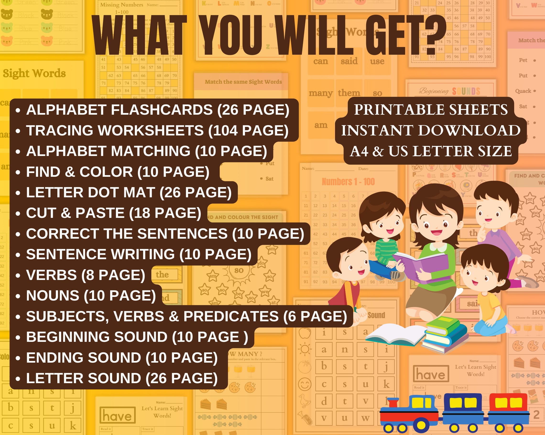 Preschool Alphabet Worksheet Bundle, Letter Tracing Worksheets ...