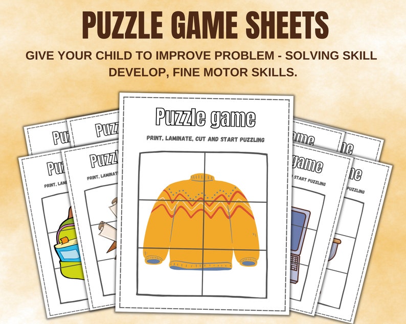 70 Puzzle Game Activity Sheets, Preschool Worksheets, Preschool ...
