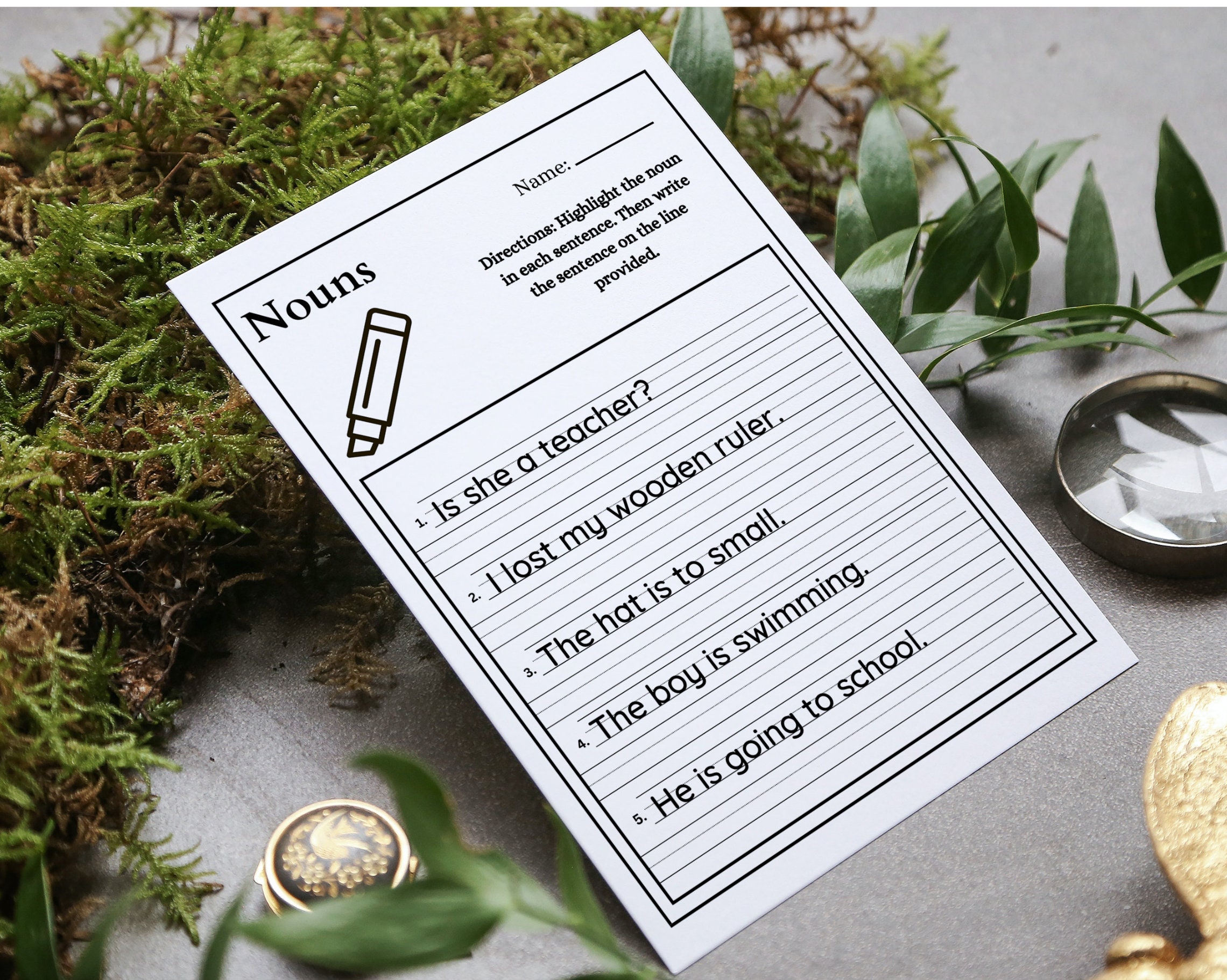 10 Printable Highlight the Nouns Worksheets, 1st, 2nd Grade, Preschool ...