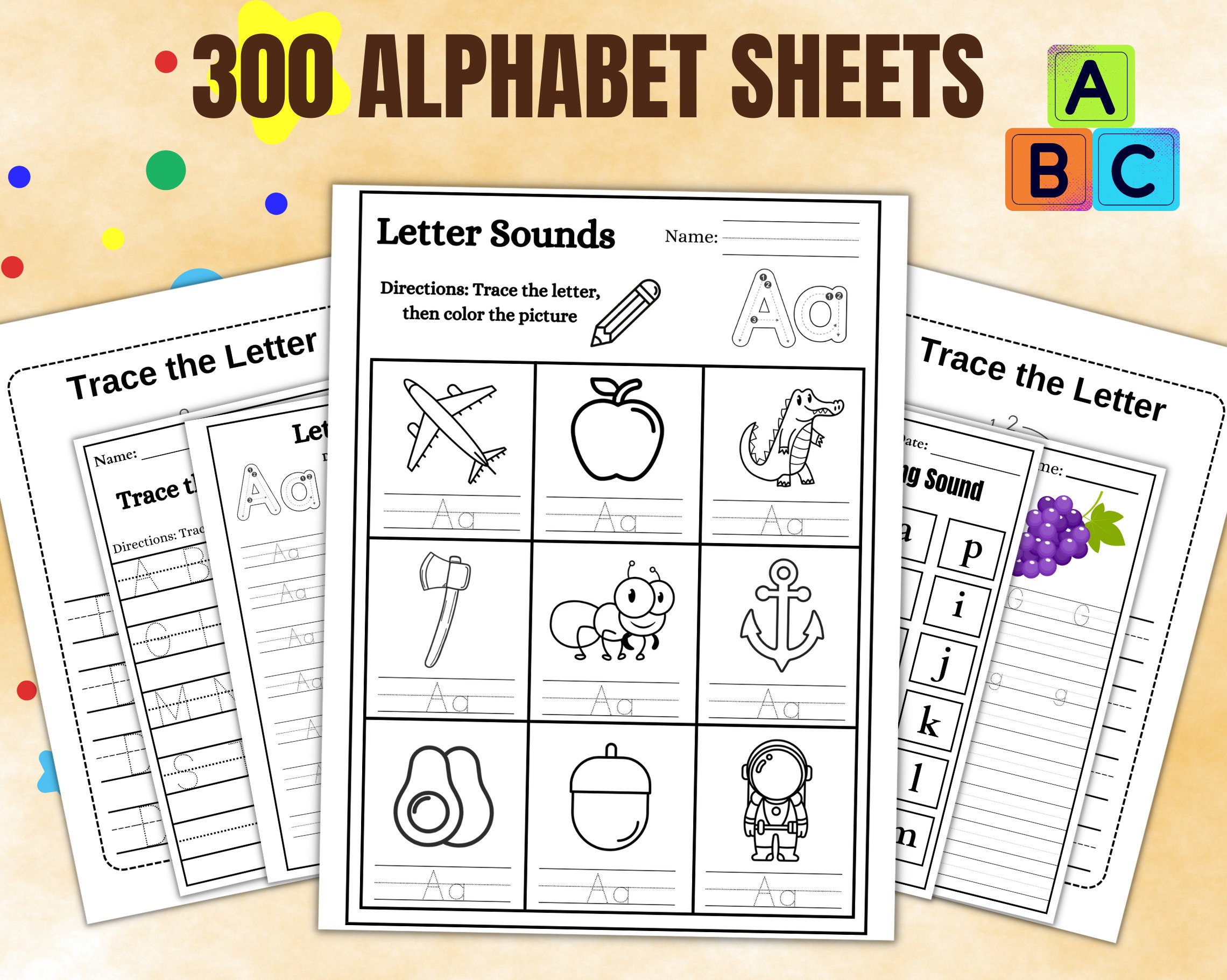 Preschool Alphabet Worksheet Bundle, Letter Tracing Worksheets ...