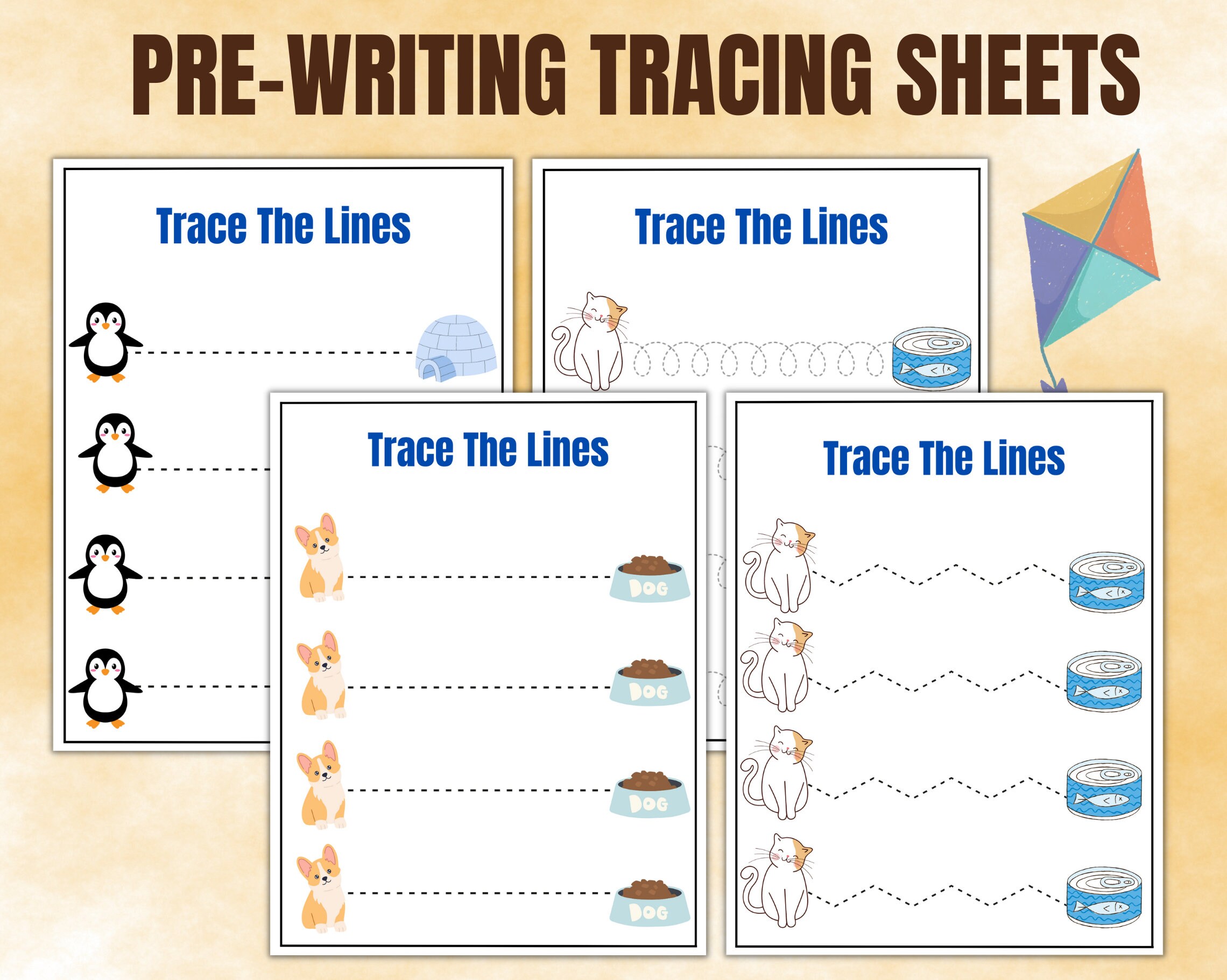Tracing Practice Pre-writing Worksheets Line Tracing - Etsy