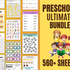 Preschool Pre-k + Kindergarten Learning Bundle | 500+ Page | Activity ...