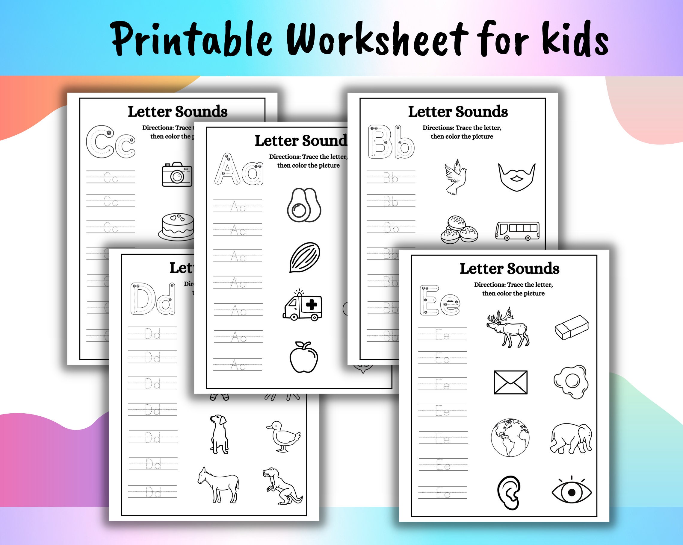 24 Alphabet Letter Sounds Worksheets Printable, Preschool Worksheets ...
