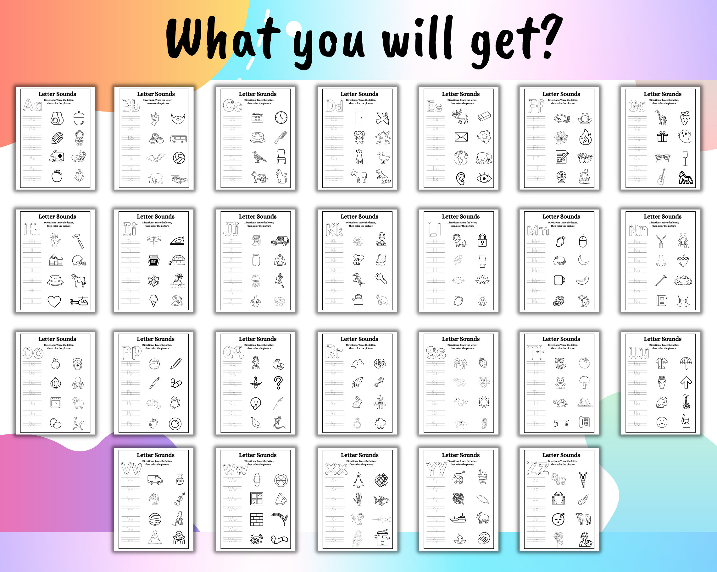 26 Alphabet Letter Sounds Worksheets Printable, Preschool Worksheets ...