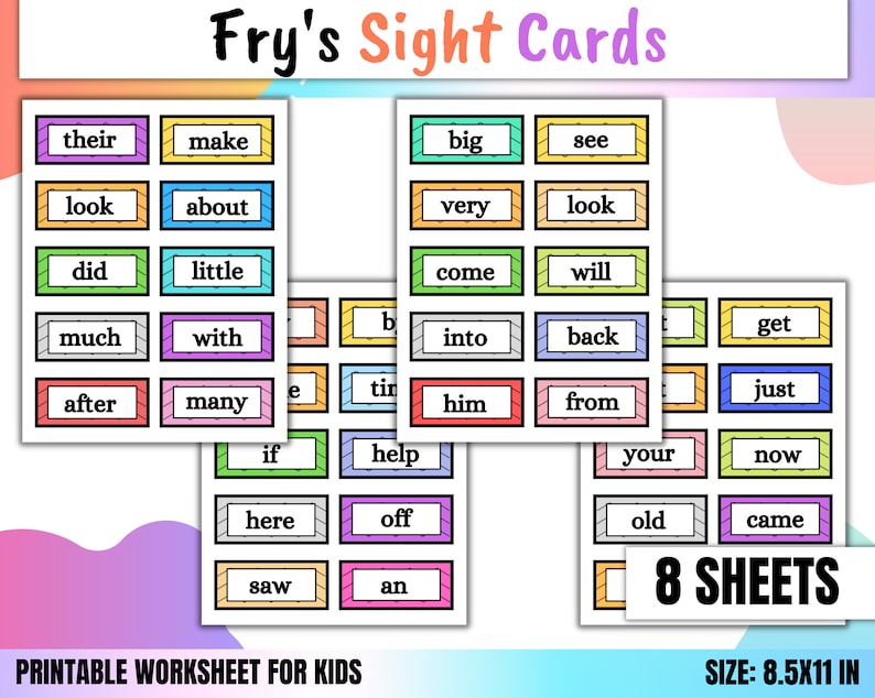 Sight Words Flashcards Printable, Kindergarten to 3rd Grade Sight Words ...