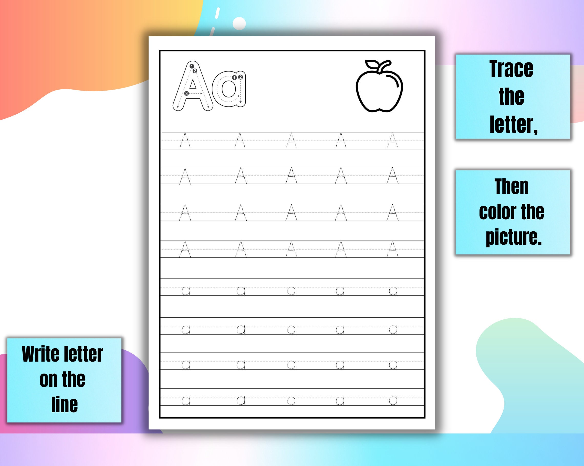 Alphabet Tracing Worksheets, 26 Printable Uppercase Lowercase Alphabet ...