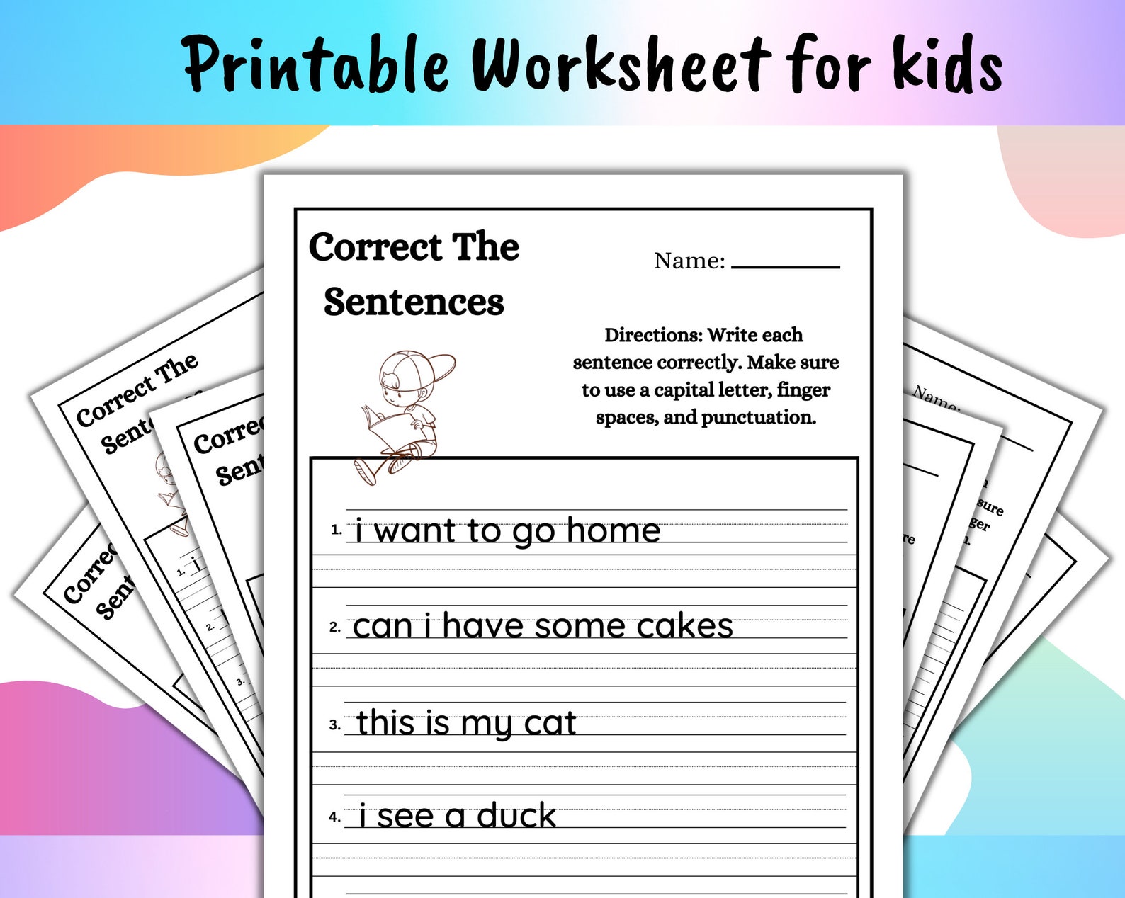 10 Printable Correct the Sentences Worksheets, 1st, 2nd Grade ...