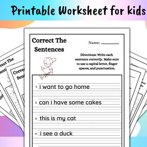 10 Printable Correct the Sentences Worksheets, 1st, 2nd Grade ...