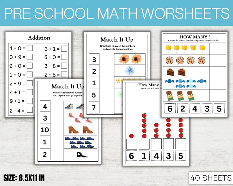40 Preschool Math Worksheets, Beginning Math, Preschool Math, Preschool ...