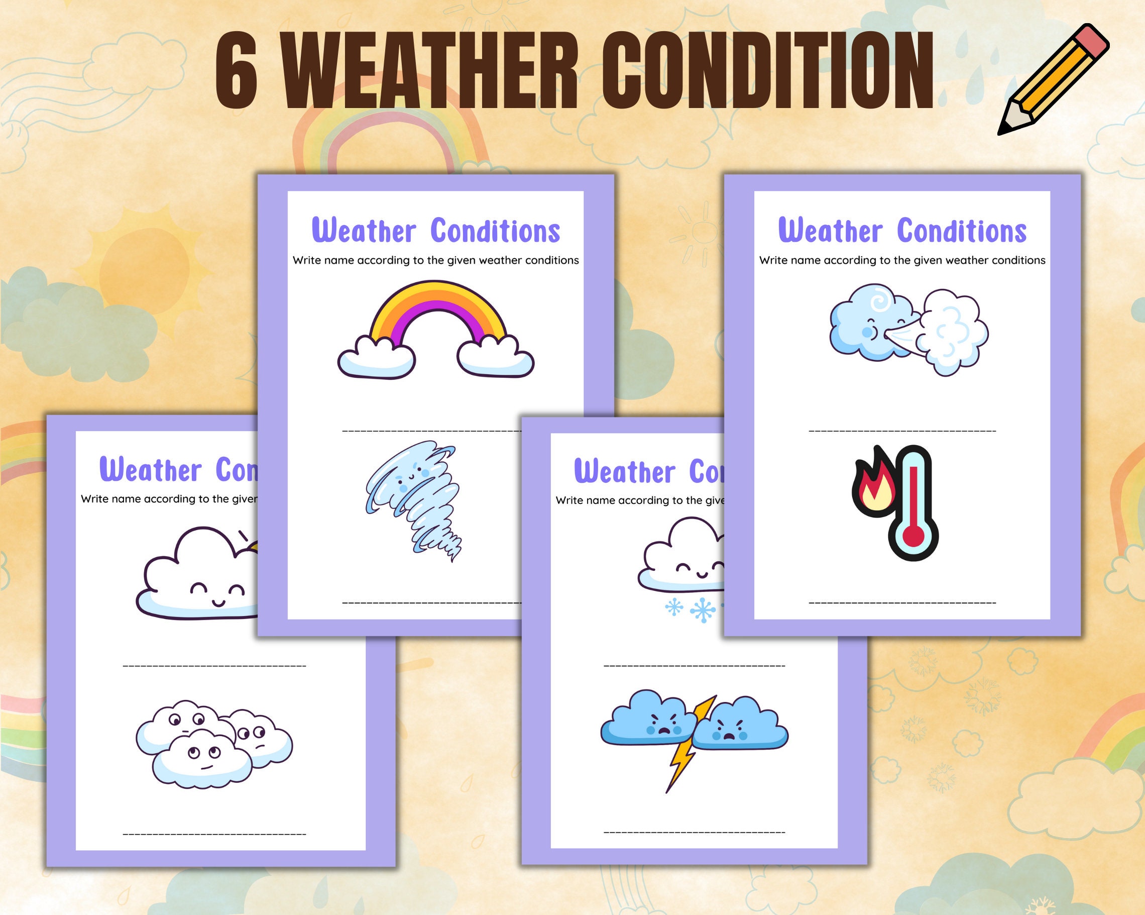 50 Weather Matching Activity Sheets, Preschool Worksheets, Preschool ...