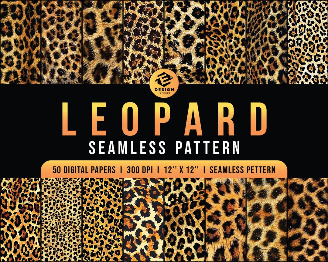 50 Seamless Leopard Print Pattern Paper, Leopard Pattern Svg, 12x12 ...