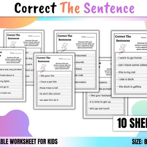 10 Printable Correct the Sentences Worksheets, 1st, 2nd Grade ...