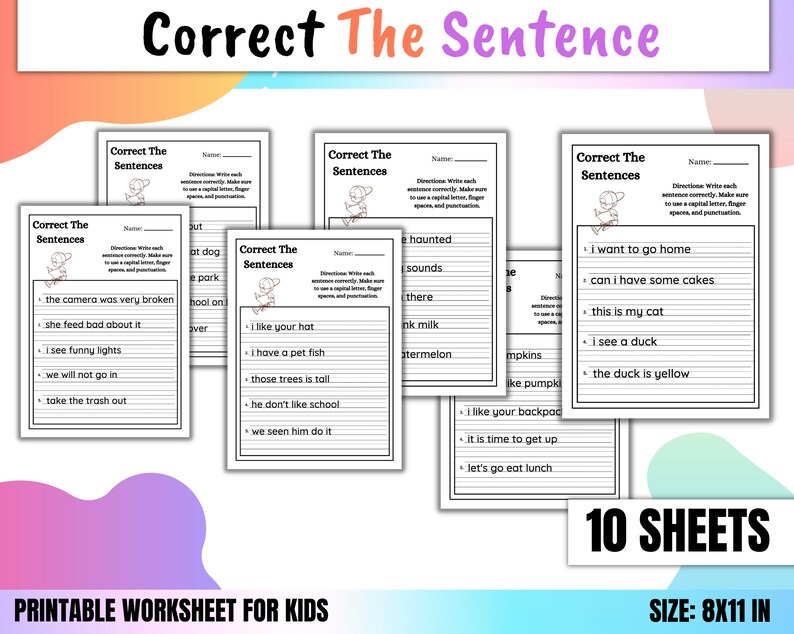 10 Printable Correct the Sentences Worksheets, 1st, 2nd Grade ... 10 Printable Correct the Sentences Worksheets, 1st, 2nd Grade ...