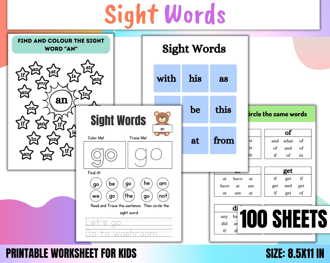 100 Sight Words Worksheet, 1st Grade Worksheet, 1st Grade Worksheet ...