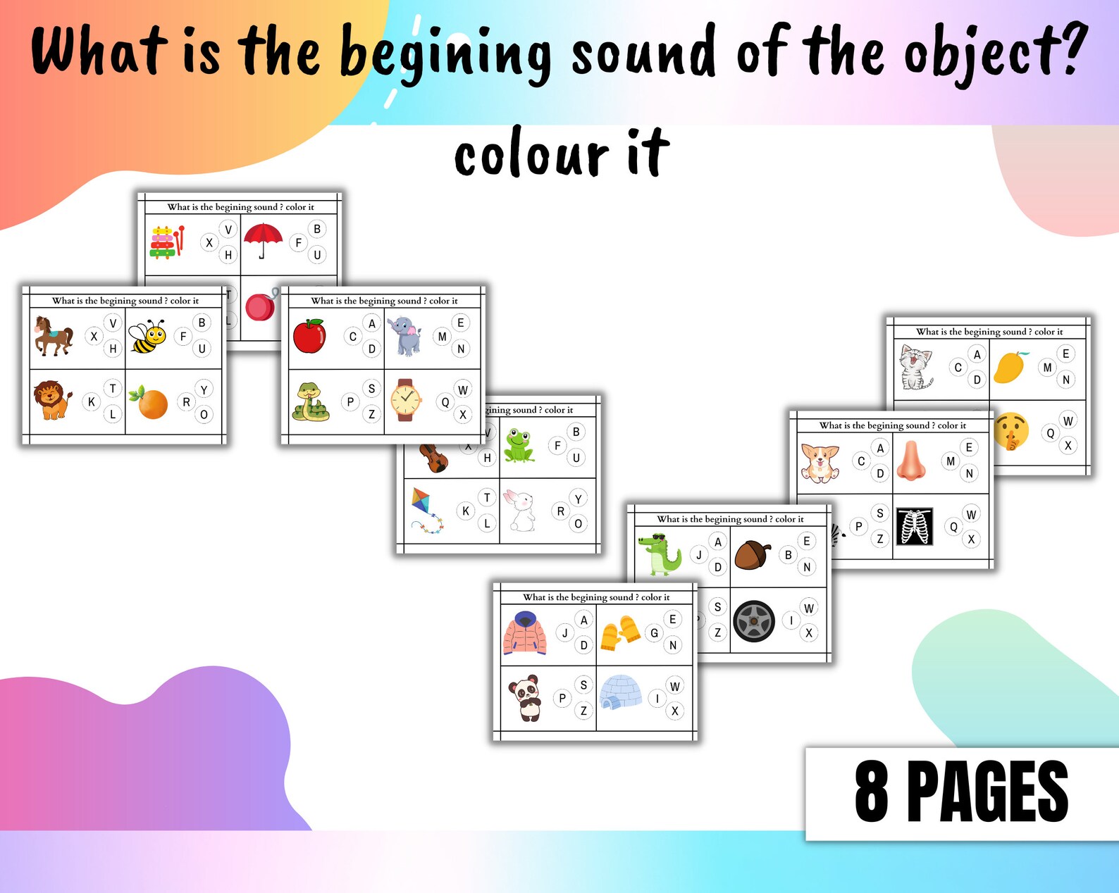 40 Alphabet Letter Sounds Worksheets, Preschool-kdg Phonics, Beginning ...