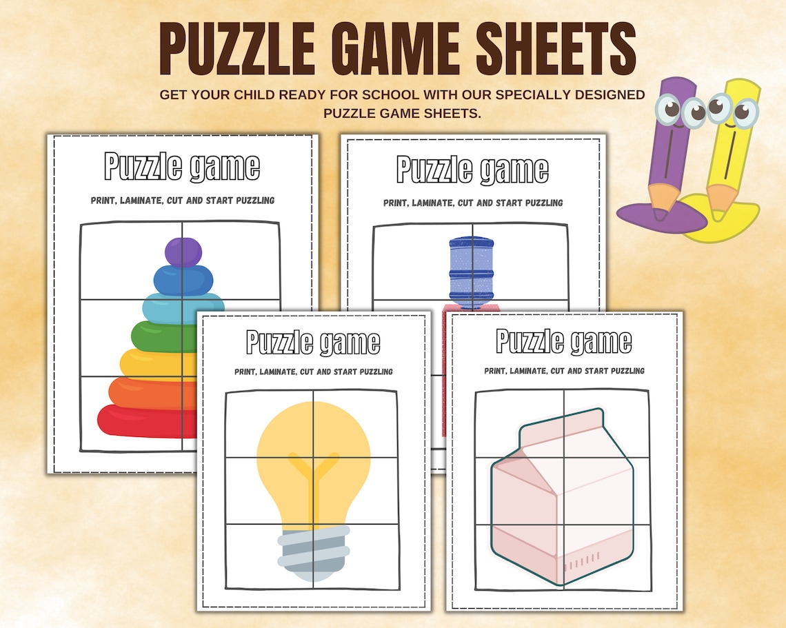 70 Puzzle Game Activity Sheets, Preschool Worksheets, Preschool ...
