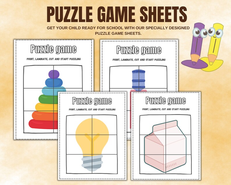 70 Puzzle Game Activity Sheets, Preschool Worksheets, Preschool ...