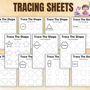 Preschool Shapes - Trace the Shapes- Pre-k Curriculum Worksheets ...