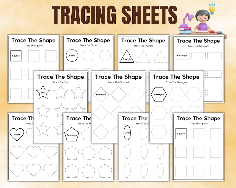 Preschool Shapes - Trace the Shapes- Pre-k Curriculum Worksheets ...