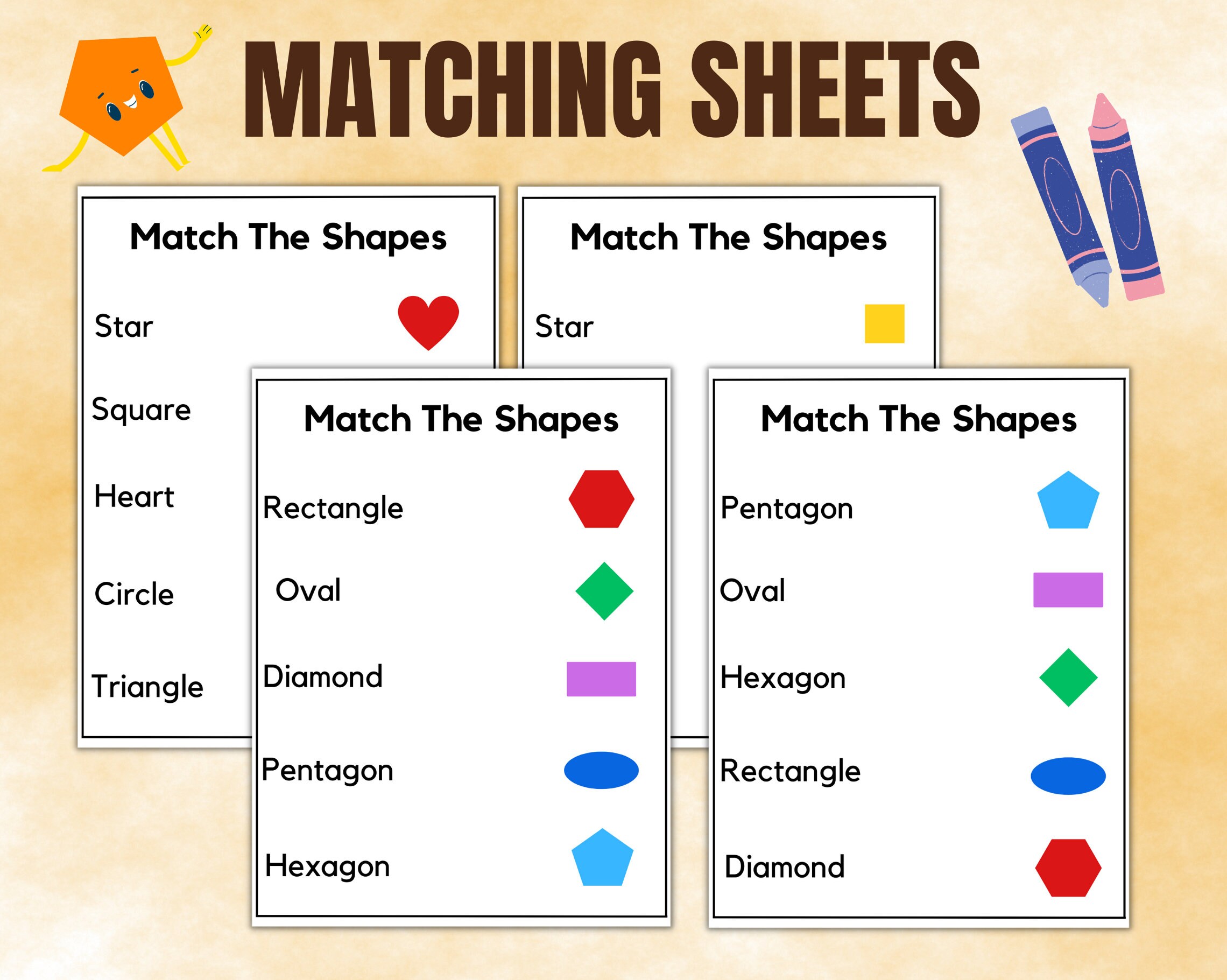 Preschool Shapes Trace the Shapes Pre-k Curriculum Worksheets Printable ...