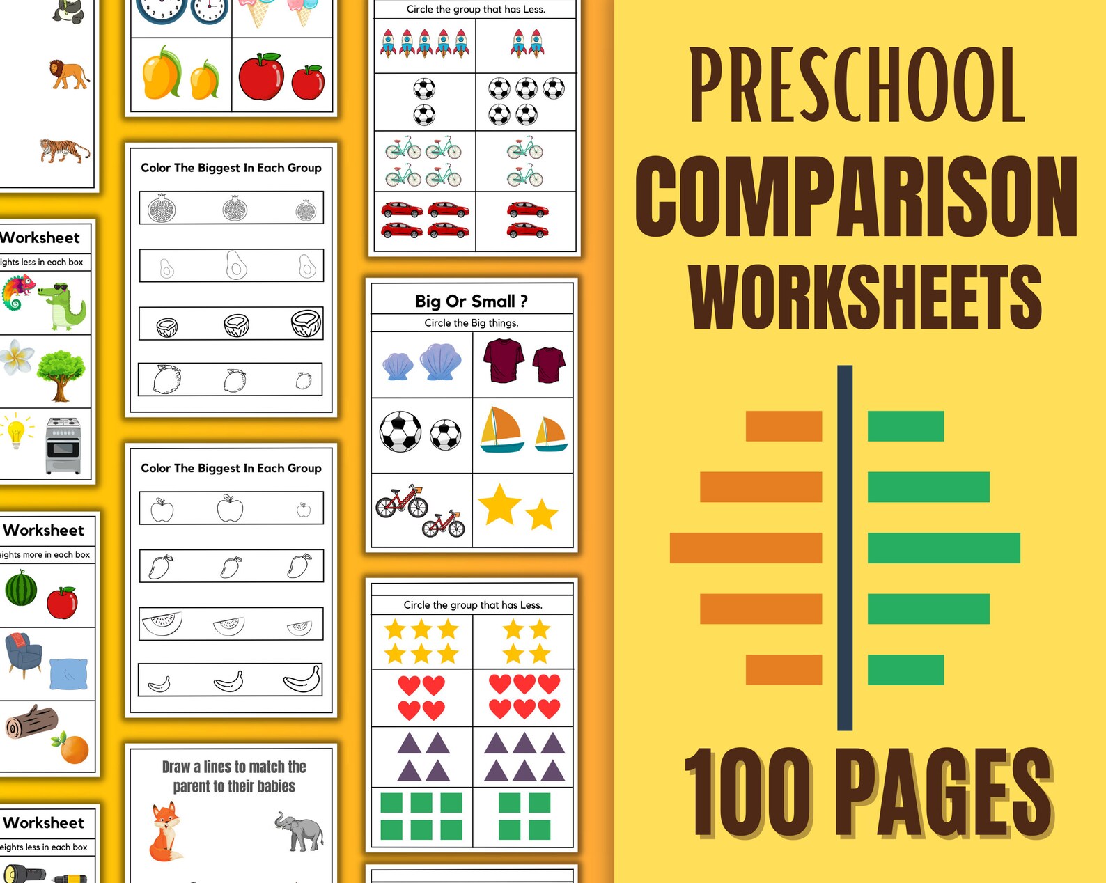 Preschool Comparison Worksheets, Preschool Worksheets, Preschool ...