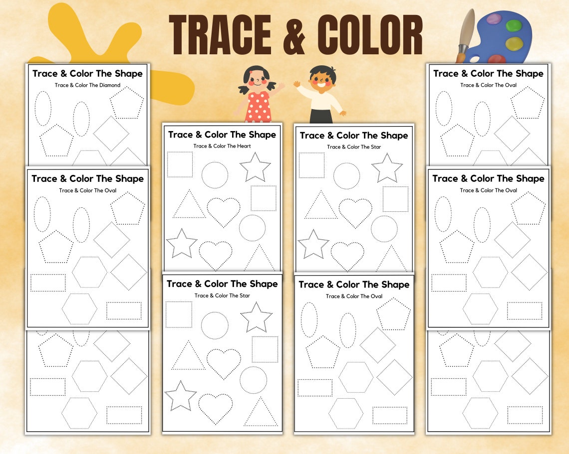Preschool Shapes Trace the Shapes Pre-k Curriculum Worksheets Printable ...