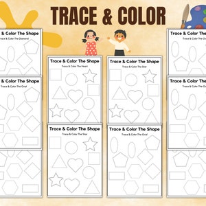 Preschool Shapes - Trace the Shapes- Pre-k Curriculum Worksheets ...