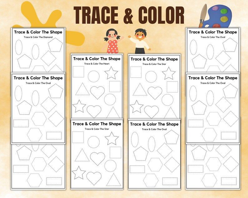 Preschool Shapes - Trace the Shapes- Pre-k Curriculum Worksheets ...