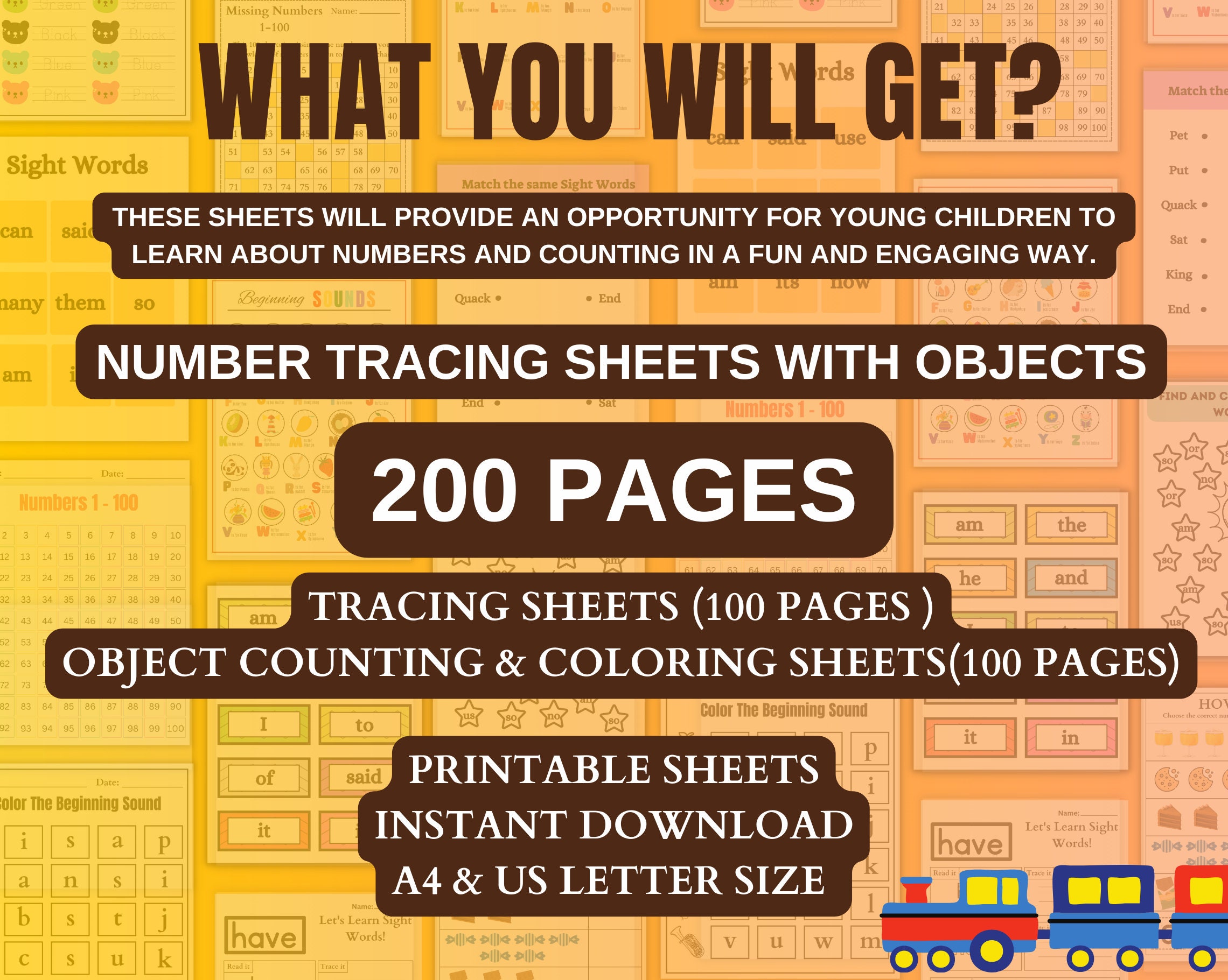 200 Number Tracing Worksheets, Traceable Numbers, Preschool Worksheets ...