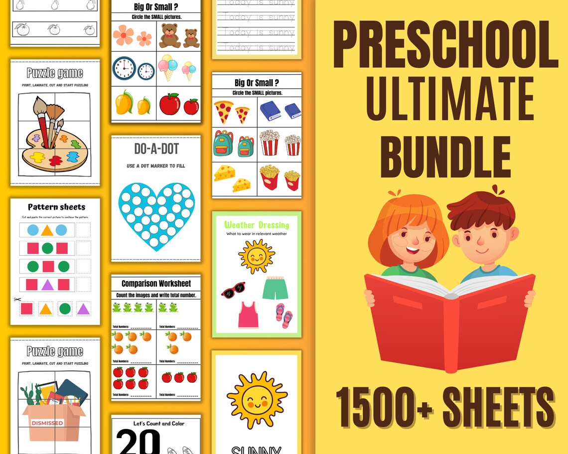 Preschool Pre-k Kindergarten Learning Bundle 1500 Pages - Etsy