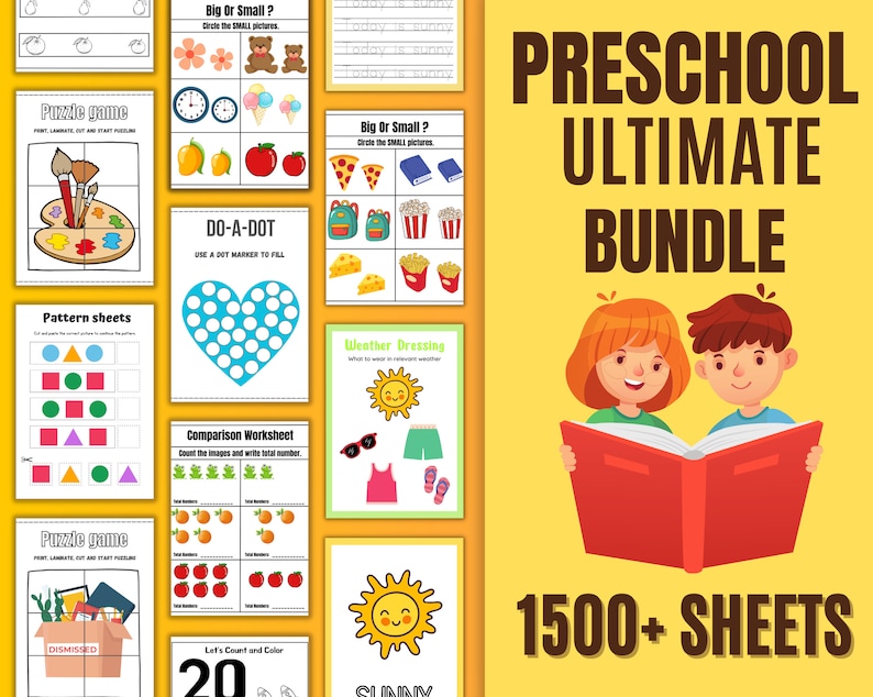 Preschool Pre-k Kindergarten Learning Bundle 1500 Pages Activity ...
