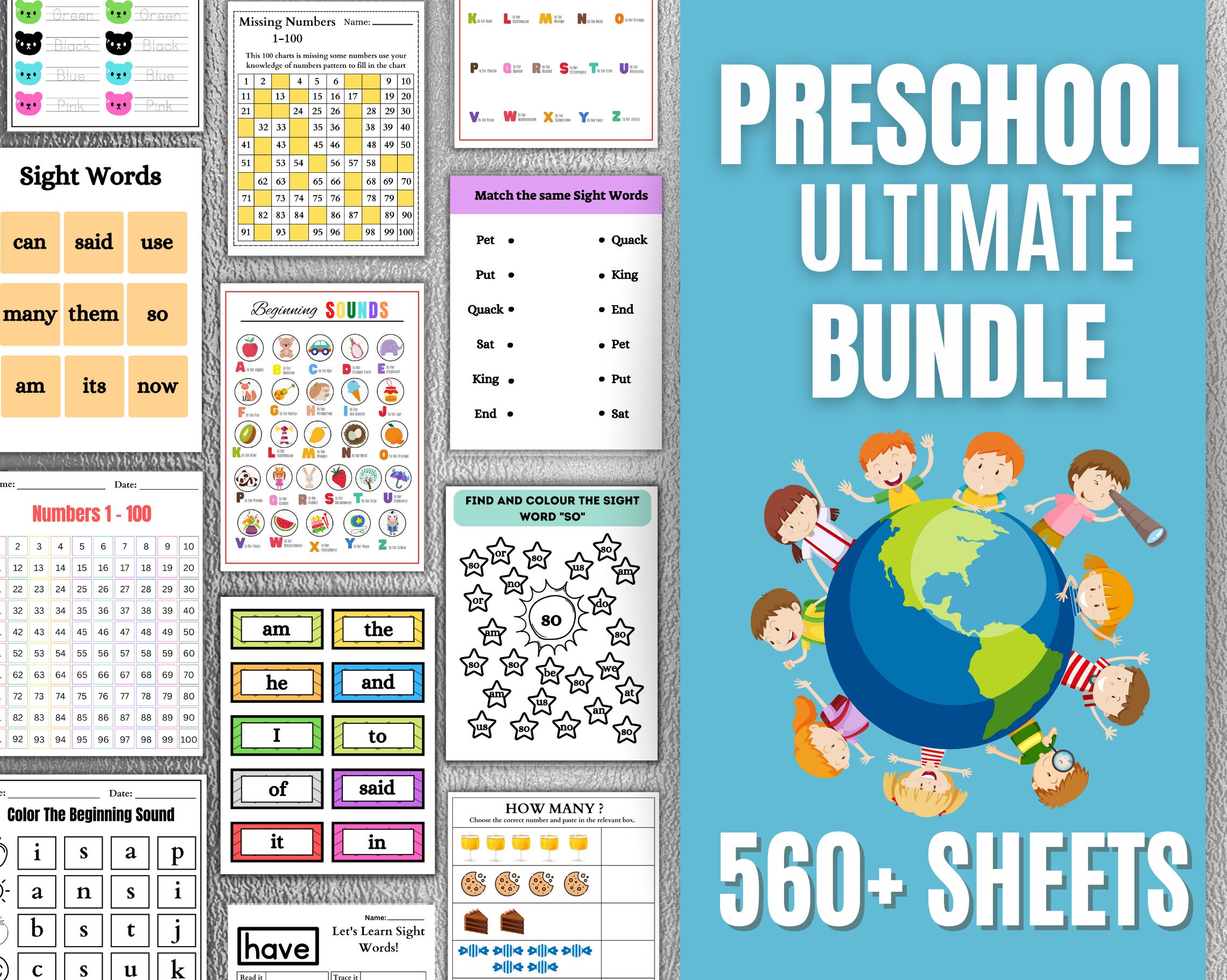 Preschool Pre-k Kindergarten Learning Bundle 500 Page - Etsy