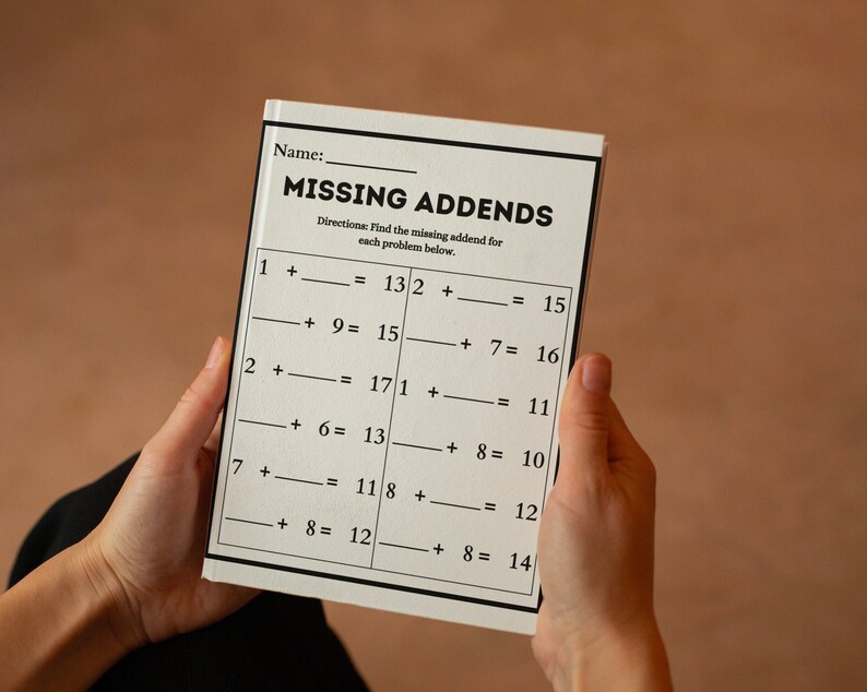 15 Printable Missing Addends Worksheets, for Kindergarten-1st Grade-2nd ...