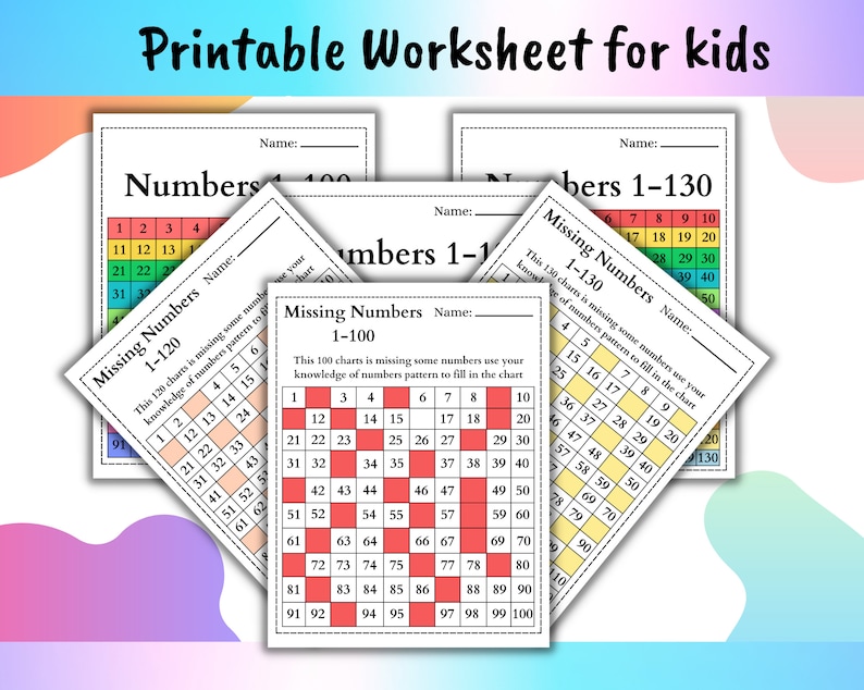 12 Printable Missing Numbers Worksheets, Activity Worksheets, Missing ...