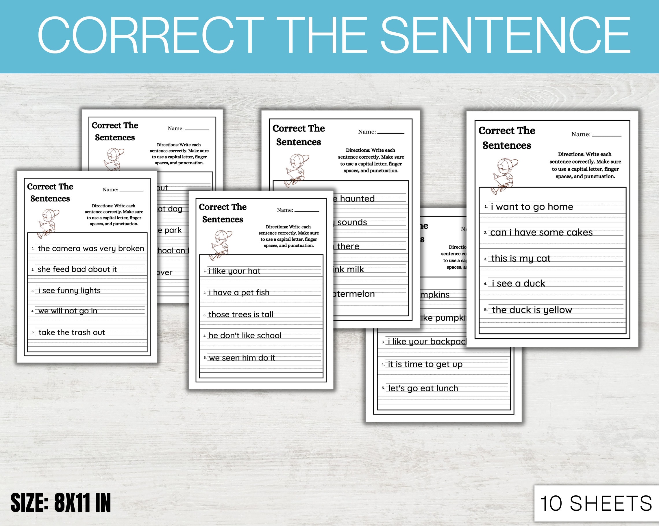 10 Printable Correct the Sentences Worksheets, 1st, 2nd Grade ...