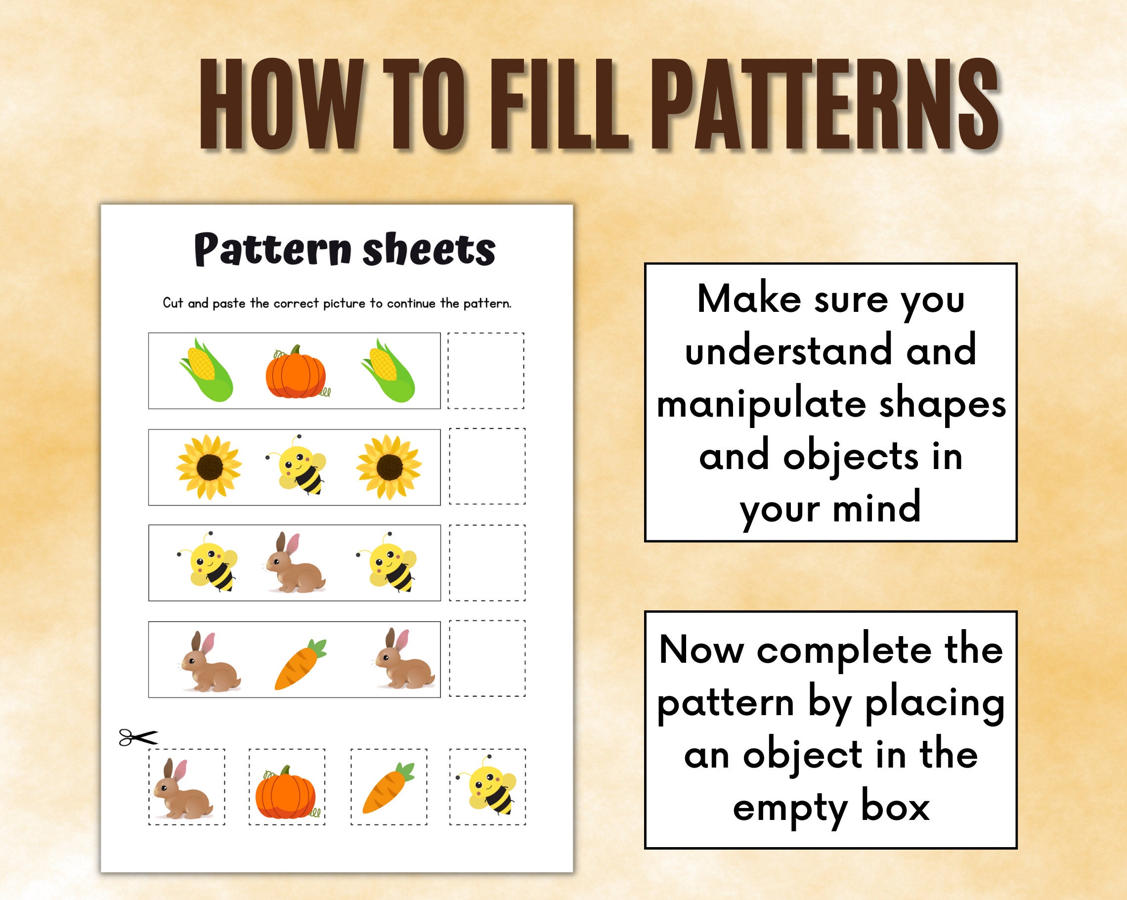 50 Pattern Worksheet Game, Preschool Worksheets, Preschool Printable ...