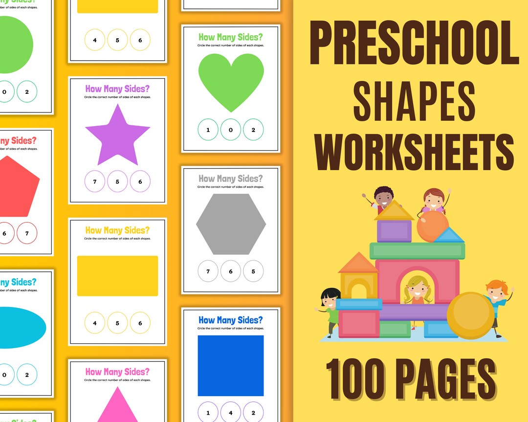 Preschool Shapes - Trace the Shapes- Pre-k Curriculum Worksheets ...