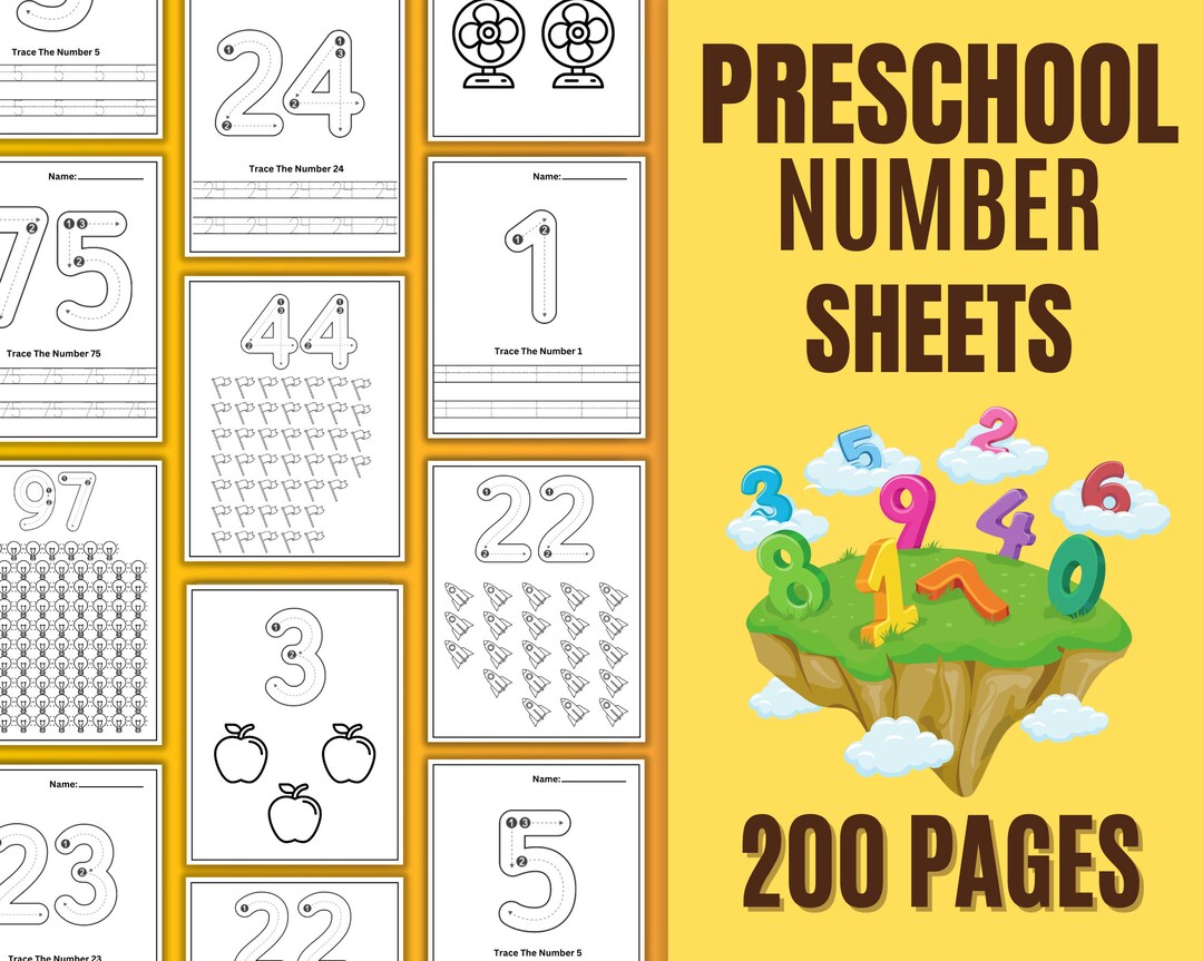 200 Number Tracing Worksheets, Traceable Numbers, Preschool Worksheets ...