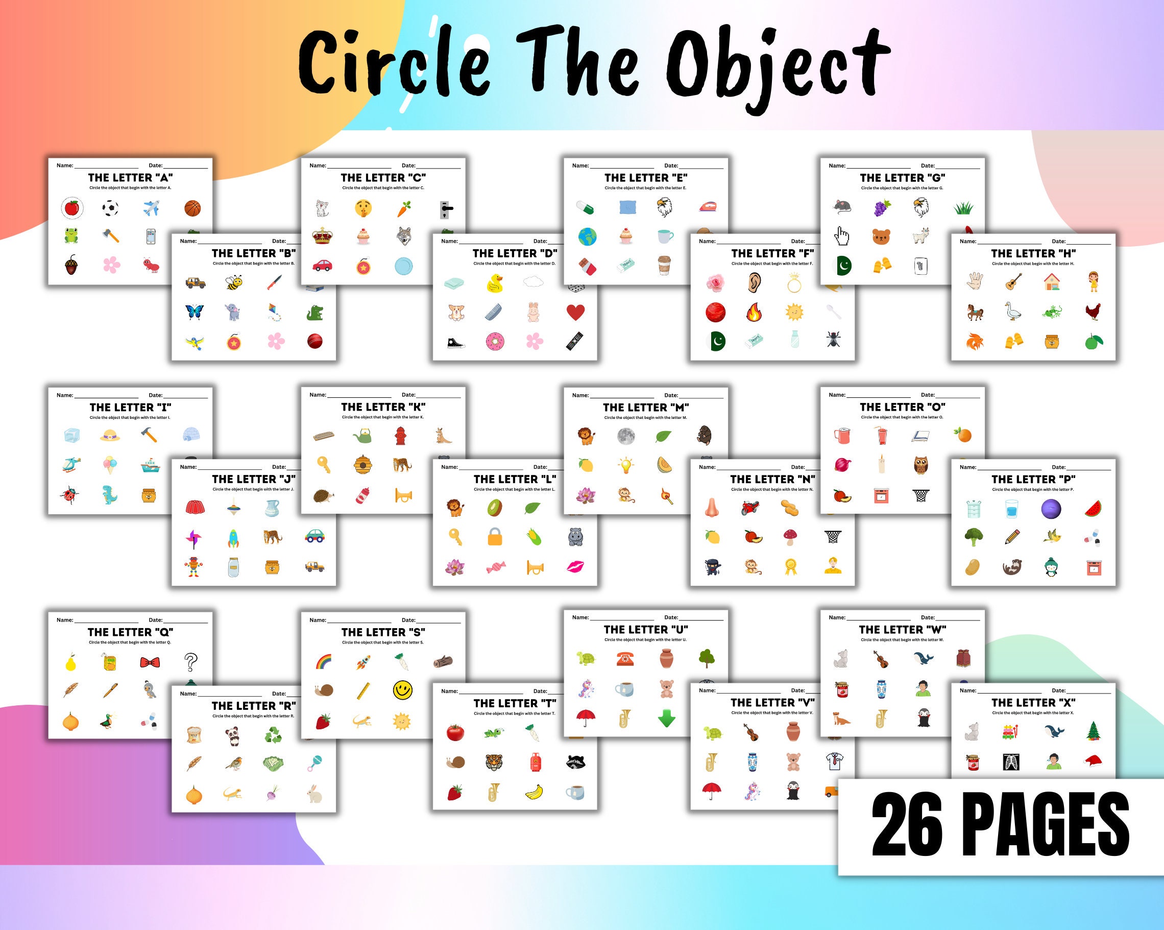 40 Alphabet Letter Sounds Worksheets, Preschool-kdg Phonics, Beginning ...