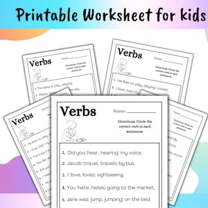 8 Printable Choose the Correct Verb Worksheets. Preschool, Kindergarten ...