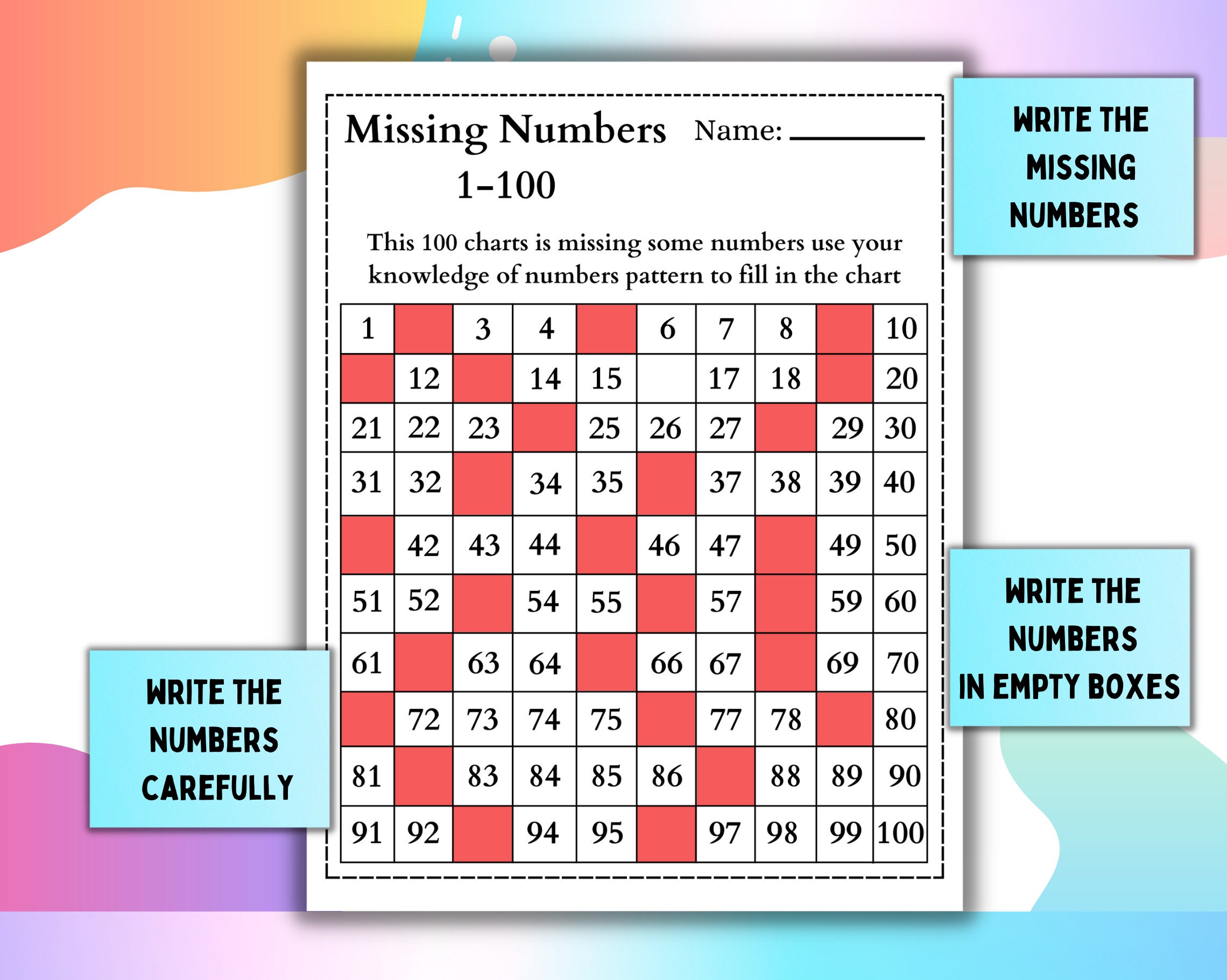 12 Printable Missing Numbers Worksheets, Activity Worksheets, Missing ...