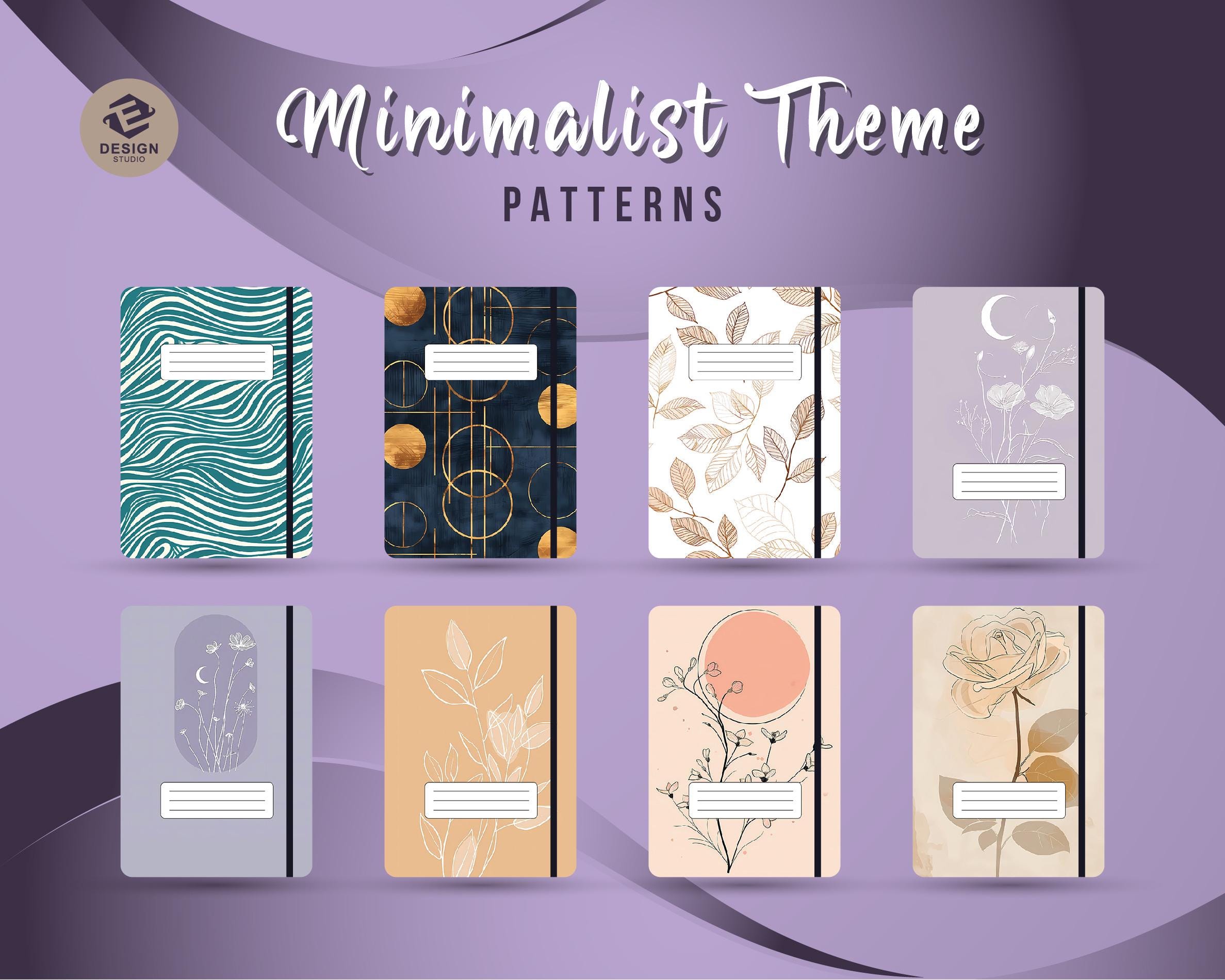 30 Minimalist Notebook Cover Bundle Digital Planner Digital Stickers ...