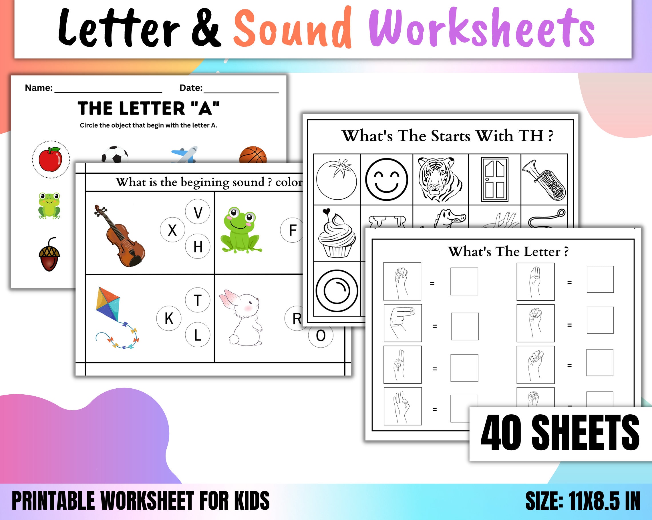 Letter and Sound Worksheet, Beginning Sound Worksheet, Kindergarten ...