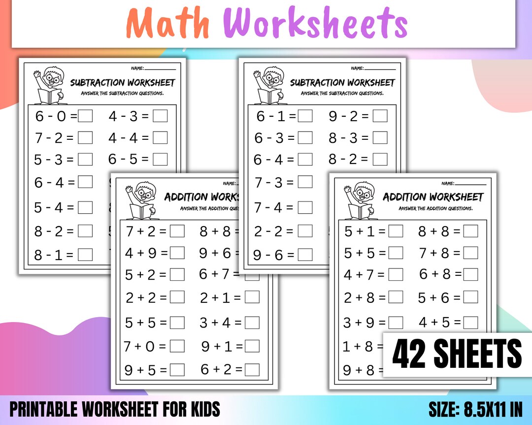 42 Math Worksheets Sheets, Addition Worksheets, Preschool, Kindergarten ...