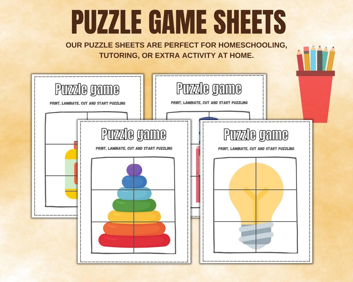 70 Puzzle Game Activity Sheets, Preschool Worksheets, Preschool ...