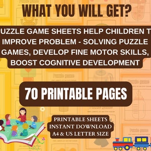 70 Puzzle Game Activity Sheets, Preschool Worksheets, Preschool ...