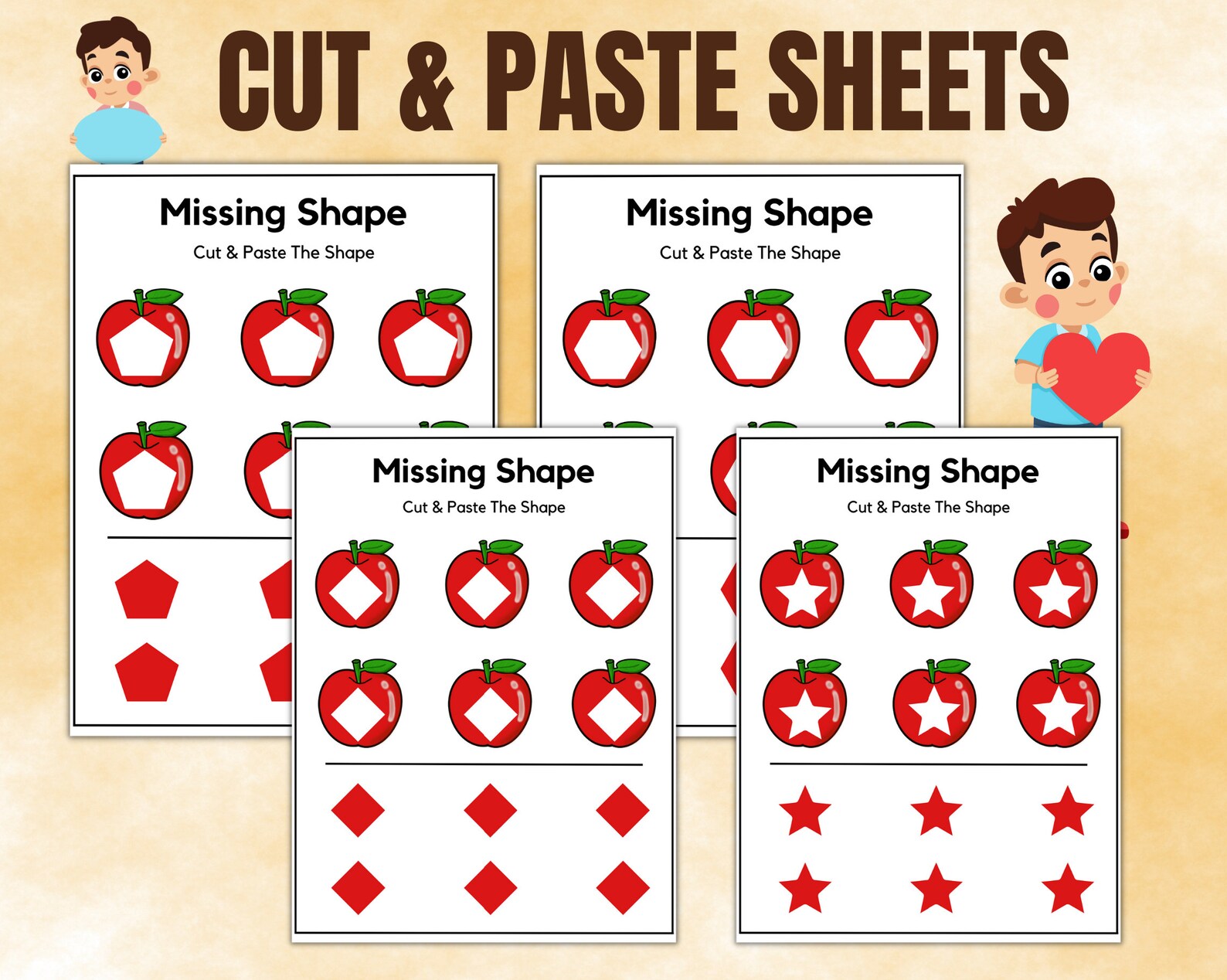 Preschool Shapes - Trace the Shapes- Pre-k Curriculum Worksheets ...